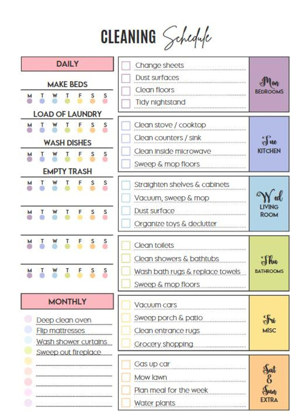 ADHD Cleaning Planner | 50 Pages Printable and Editable in Canva ...