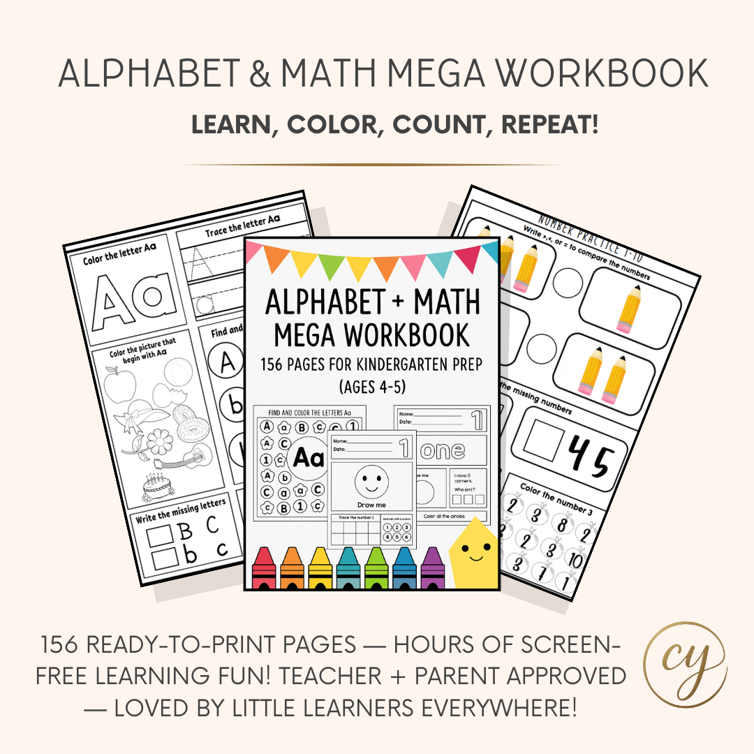 Alphabet + Math Mega Workbook | 156 Pages for Kindergarten Prep (Ages ...