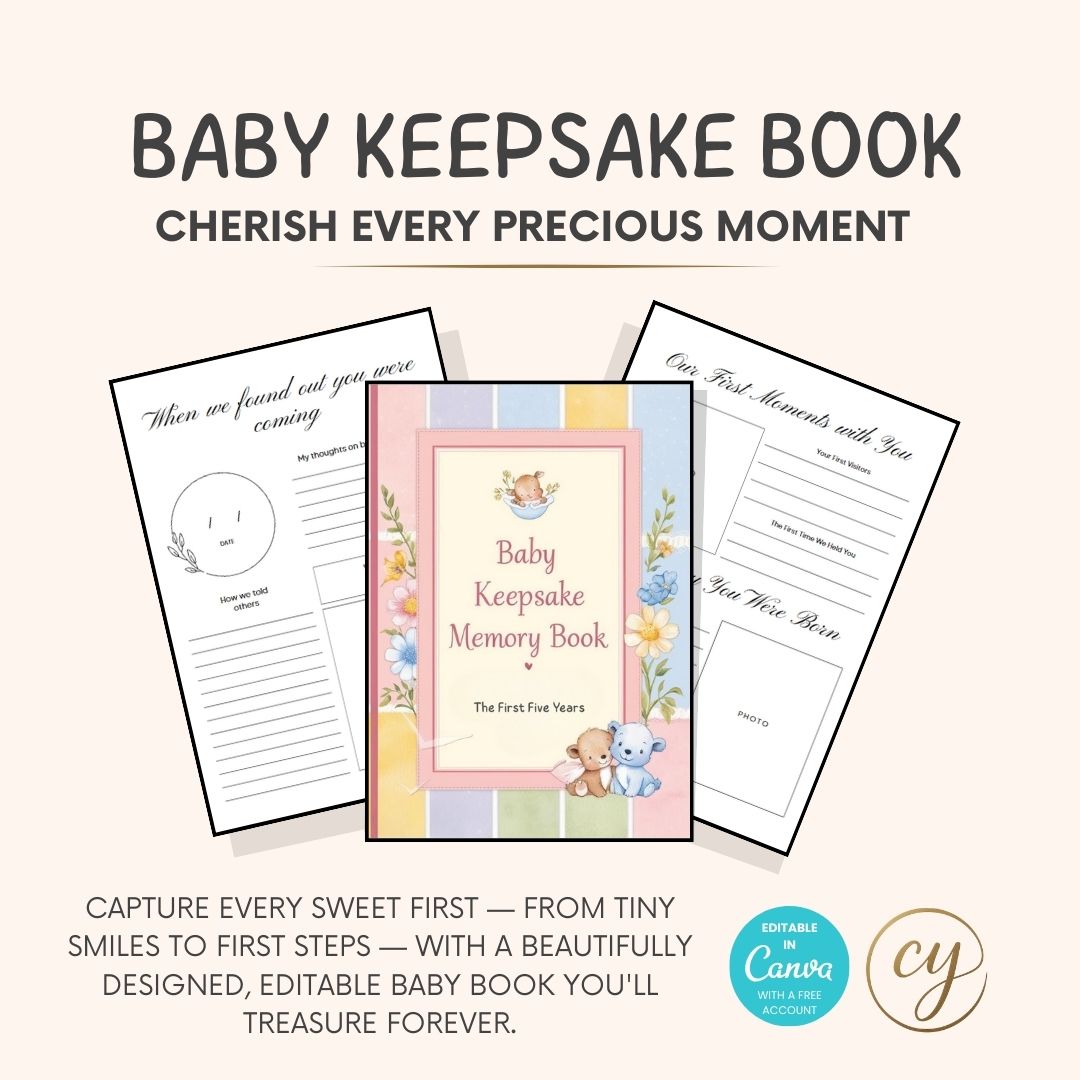 Editable Baby Memory Book | Digital Baby Keepsake for First 5 Years ...