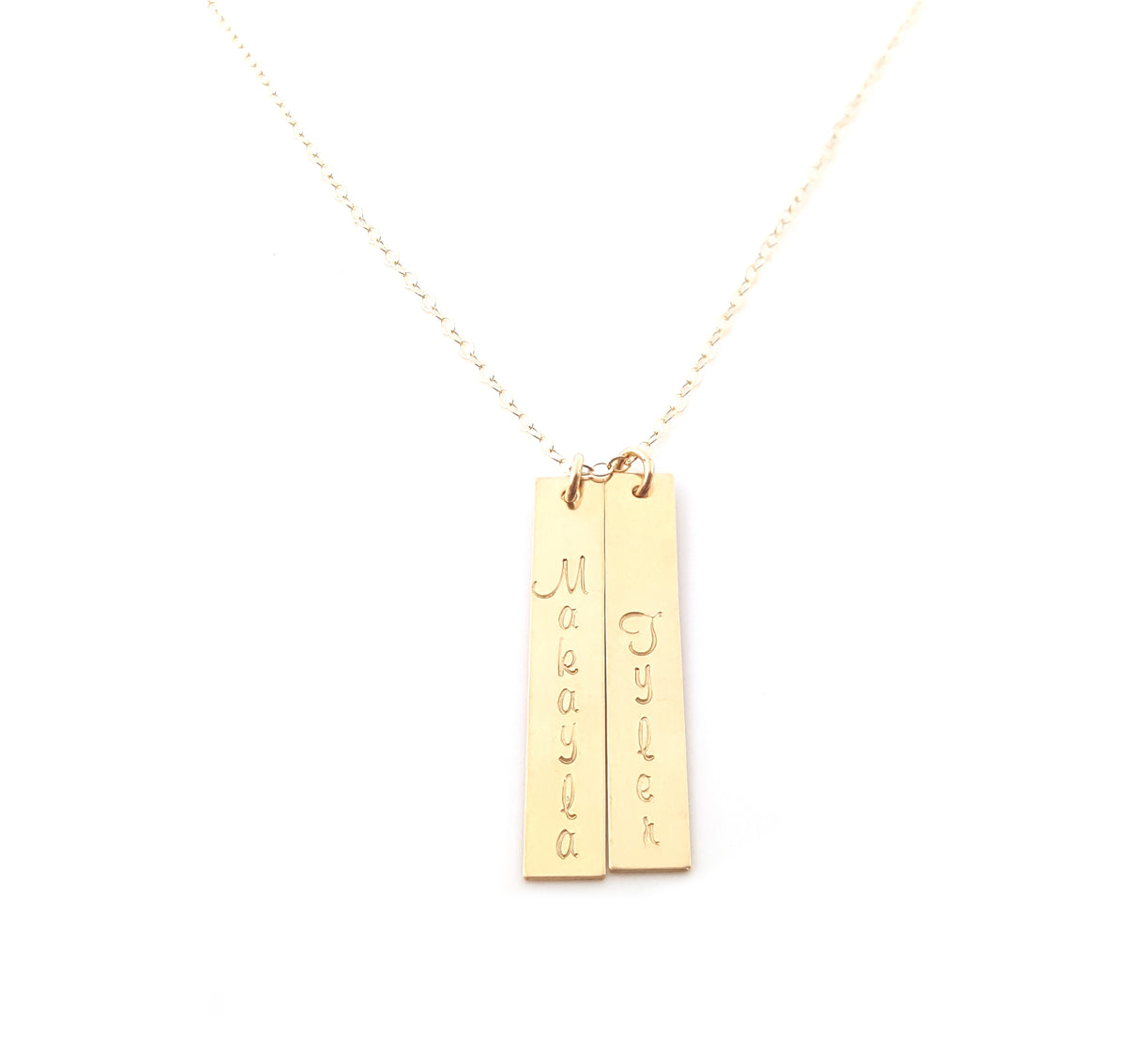 Vertical Gold Bar Name Necklace - 14k Gold Filled Jewelry - Personaliz ...