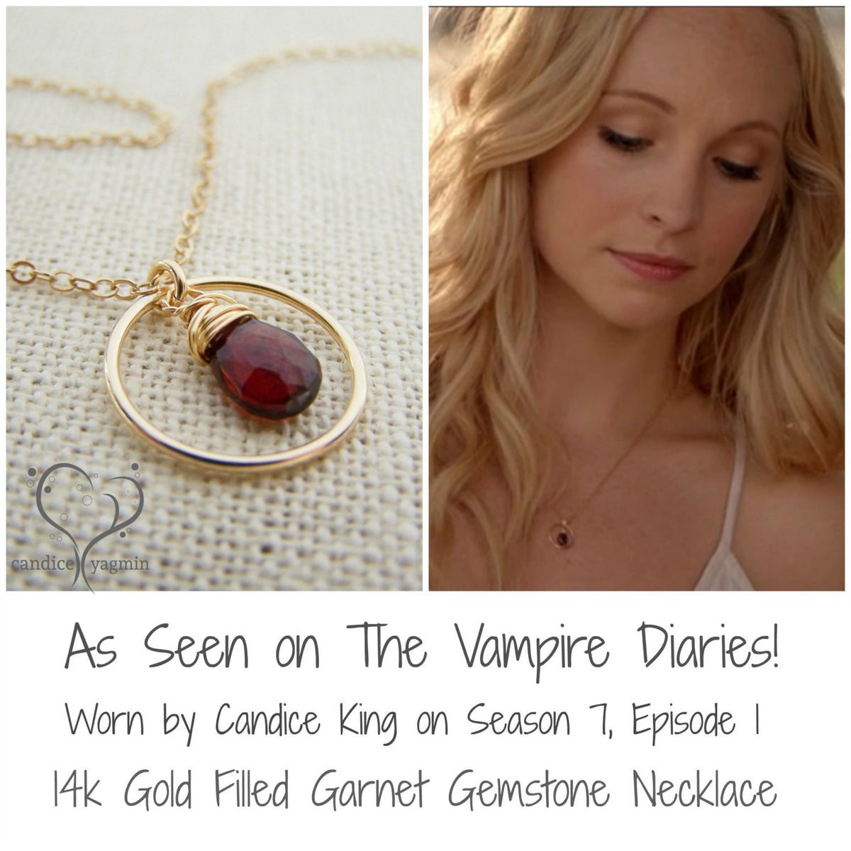 Vampire Diaries Necklace - Garnet Gemstone Wire Wrapped Briolette Tear ...