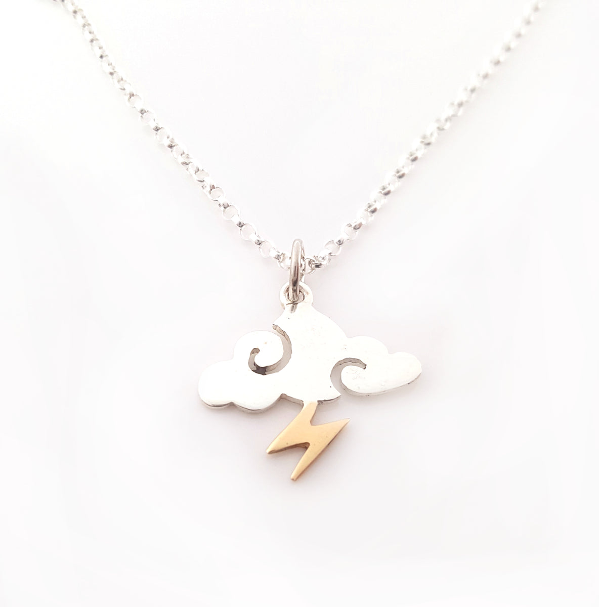 Storm Charm Necklace - Sterling Silver - Cloud and Lightning Necklace ...